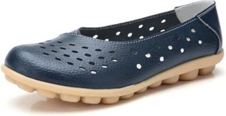 Generic Mocassins en Cuir ajouré pour Femmes, Chaussures Plates décontractées à Bout Rond, Confortables, pour la Marche la Conduite Le Bateau et Les Soins Inf