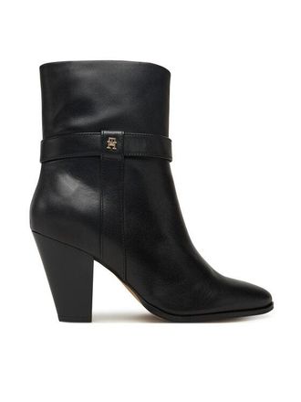 Tommy Hilfiger Stiefeletten Th T-Strap Leather Pointy Bootie FW0FW08984 Schwarz