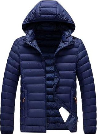 Generic Parka pour homme, doudoune l&eacute;g&egrave;re dhiver, coupe ajust&eacute;e, en duvet synth&eacute;tique, avec capuche amovible et poches, bleu, taille M