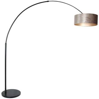 Steinhauer Steinhauer - Sienna Sparkled Light Lampadaire Arc Noir Mat, Velours Taupe