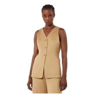 Max Mara Femme, Vestes, Beige, Taille: 36 FR Gilet en jersey jacquard &agrave; fines rayures