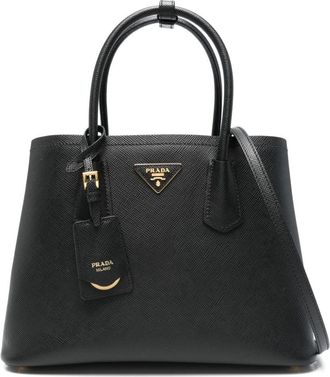 Prada petit sac seau en cuir Saffiano - Noir
