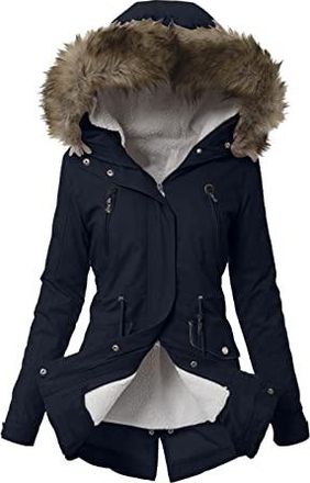 Generic 2026 Vestes pour femmes quotidiennes grande taille manteau dhiver revers veste &agrave; manches longues &eacute;paisse chaude &agrave; capuche &eacute;pais rembourr&eacute; v&ecirc;tements de