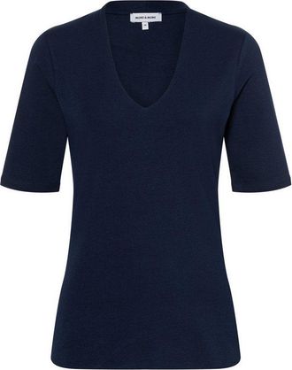 More & More Kurzarmshirt elastisches Basic-Halbarmshirt