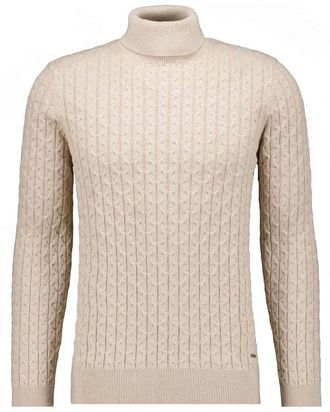 Ragman Herren Strickpullover mit Rollkragen, Baumwolle/Kaschmir Beige-Melange-820, XL