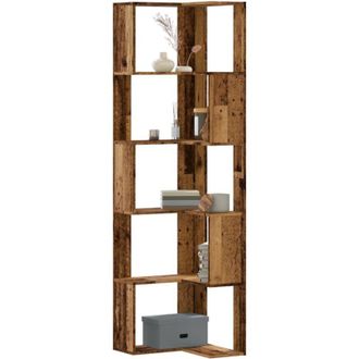 vidaXL Vidaxl - Eck-B&uuml;cherregal 5 B&ouml;den Altholz-Optik 50x50x179cm Holzwerkstoff