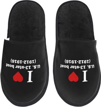 Generic Respirant Pantoufles en Feutre I Love les bateaux am&eacute;ricains 13 &eacute;toiles (1912-1916) Accueil Slippers &eacute;l&eacute;gant Chaussons en Feutre pour Homme Femme Hive