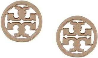 Tory Burch Femme, Accessoires, Jaune, Taille: ONE Size Brass Logo Earring