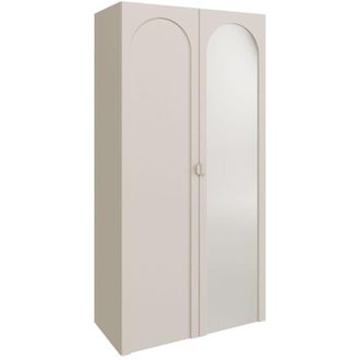 Selsey Selsey Arkadia - Kleiderschrank mit Spiegel und 2 T&uuml;ren mit Bogenausschnitt, Kaschmirgrau, 100 cm