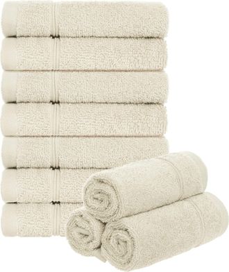 Brandsseller 10er Set Seiftuch 30 x 30 cm Waschlappen Frottier Seiflappen Gästehandtuch mit Aufhänger Baumwolle 470 g/m² Bad Haushalt - Ecru