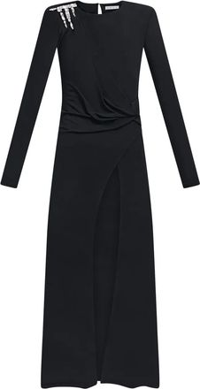 Area Drapiertes Abendkleid mit Kristallen - Schwarz