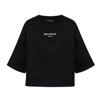 Balmain Femme, Tops, Noir, Taille: 42 FR T-shirt court avec logo brod&eacute;