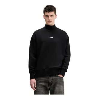 Msgm Msgm, Homme, Sweatshirts et sweats &agrave; capuche, Noir, Taille: M SweaT-shirt &agrave; col montant avec logo