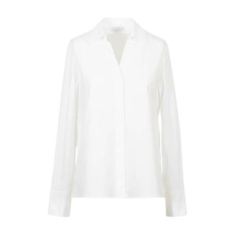 PESERICO Chemise en Coton &agrave; Col Italien - Femme - Blouses et Chemises - Blanc - Taille: 42 FR