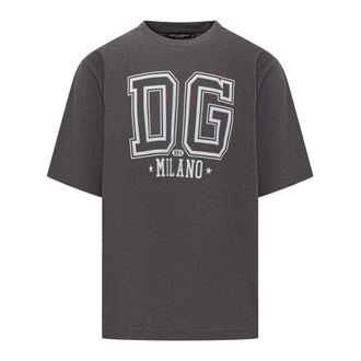 Dolce & Gabbana Baumwoll-T-Shirt mit Print - - Tops - Herren - Grau - S