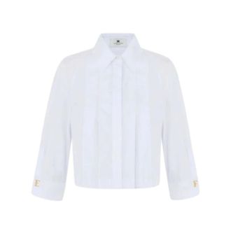 Elisabetta Franchi Femme, Blouses et Chemises, Blanc, Taille: 40 FR Chemise Courte &agrave; Plis Pintuck