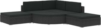 vidaXL Vidaxl - Salon de jardin 6 pcs avec coussins R&eacute;sine tress&eacute;e Noir