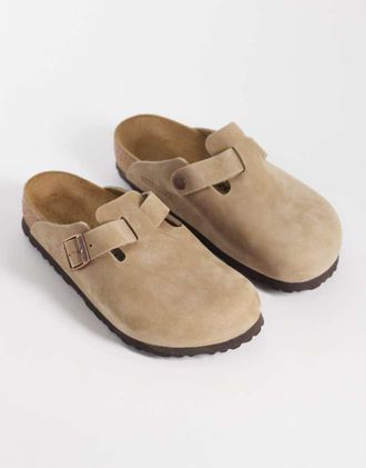 Birkenstock Boston - Sabots en cuir effet huil&eacute; - Tabac-Neutral