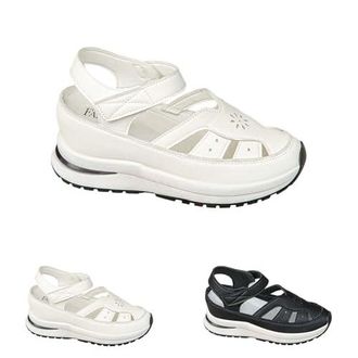 Generic Sandales compensées pour femme - Bout fermé - Coupe large - Sandales romaines tendance - Semelle souple - Antidérapantes - Respirantes - Creuses - Pou