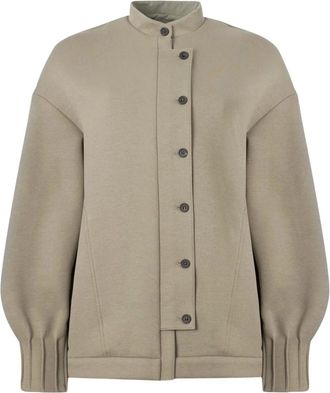 Max Mara Femme, Vestes, Gris, Taille: 40 FR Veste gris-vert avec poignets d&eacute;coratifs