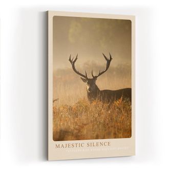 Paul Sinus Art Paul Sinus Wandbild 60x90cm Majestic Silence Hirsch mit Geweih im Morgennebel auf Wiese