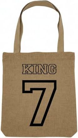 Fabulous Sac Shopping Tote Bag Aspect Lin - Num&eacute;ro de Maillot King 7 Sport Football Basketball - Sac de Courses Toile Epaisse 360g Beige Naturel Cabas Port&eacute; Ep
