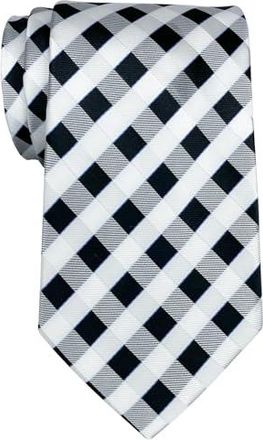 Retreez Cravate &Agrave; carreaux Classique Tiss&eacute;e en Microfibres de Noir et Blanc