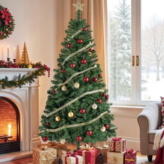 Songmics K&uuml;nstlicher Weihnachtsbaum, 180 cm hoher Tannenbaum, Spitzen aus PVC, mit Metallst&auml;nder, schneller Aufbau, gr&uuml;n LAT002CZ01