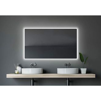 Talos Led Badspiegel Talos black Moon 120x70 cm - Badezimmerspiegel mit Beleuchtung - feuchtwassergeeignet durch Aluminiumrahmen - Licht-Farbe Neutralwei&szlig;