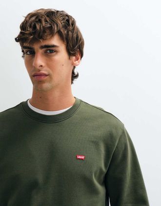 Levi's Sweatshirt mit Original-Hallmark-Logo in Dunkelolivgr&uuml;n-Grau