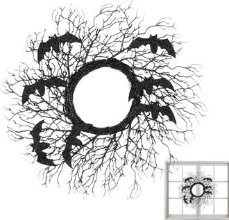 Generico Halloween Kränze für die Haustür | aus schwarzen Zweigen mit Fledermäusen, Gothic Garland Festival Supplies Garnhouse Chireplace Wall Garden