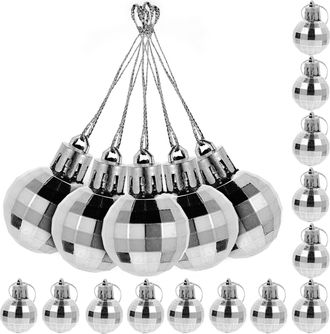 SOLUSTRE 24 St&uuml;ck Weihnachtskugel Anh&auml;nger Gl&auml;nzende Silberne Kugeln aus Sicherem Wiederverwendbarem Material H&auml;ngender Baumschmuck f&uuml;r Weihnachtsbaum Fenster 