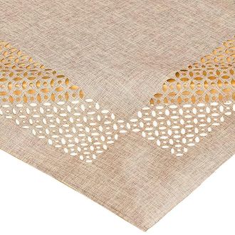 Matches 21 Tischdecke REA 85 x 85 cm Elegante Cutwork-Bordüre - Moderne braune Mitteldecke aus Polyester