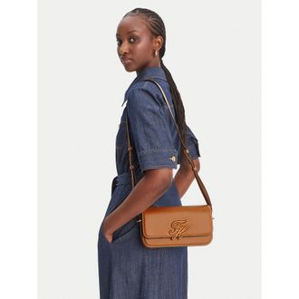 Tommy Hilfiger Handtasche Tommy Hilfiger Th Script Flap Crossover AW0AW18399 Braun