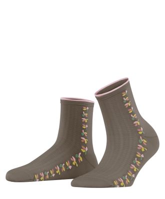 Esprit Esprit Damen Kurzsocken Structured Leaves, Baumwolle Lyocell, 1 Paar, Braun (Sughero 5031), 35-38