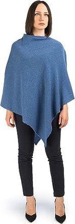 DALLE PIANE CASHMERE Poncho 100% cachemire - Femme, Couleur: Bleu clair, Taille unique