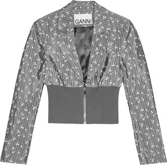 Ganni Klassischer Cropped-Blazer - Grau