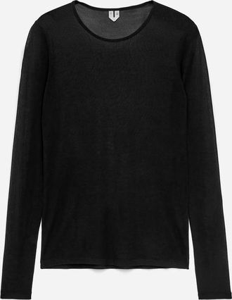 Arket Durchsichtiges Seidenoberteil -Schwarz