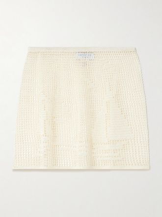 Calle Del Mar Mini-jupe En Crochet Nautical - Écru
