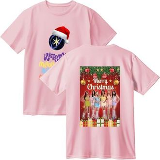 Generic KATSEYE T-shirt de Noël en coton avec motif graphique - T-shirt de concert unisexe à manches courtes Eyekons Casual Streetwear, rose, XXL