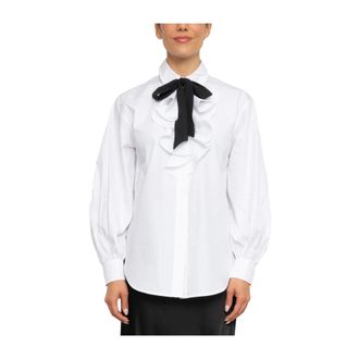 Ralph Lauren Chemise Saloma &agrave; volants et - Femme - Blouses et Chemises - Blanc - Taille: 34 FR