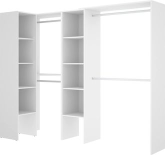 Dmora Guardaroba Quadro, Struttura Per Cabina Armadio Angolare, Mobile Appendiabiti Aperto Ad Angolo, 228x79h187 Cm, Bianco, Con Imballo Rinforzato - Dmora