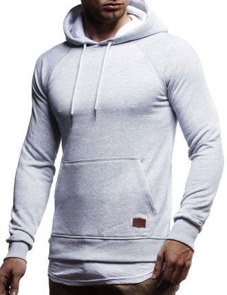 LEIF NELSON Herren Kapuzenpullover Slim Fit Baumwolle-Anteil Moderner weißer Herren Hoodie-Sweatshirt-Pulli Langarm Herren schwarzer Pullover-Shirt mit Kapuze LN8