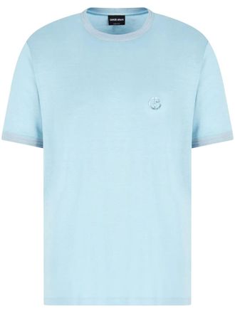 Giorgio Armani t-shirt à logo brodé - Bleu