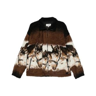 Maison Margiela M25048 Fleecejacke mit Pferdeprint - - Sport - Herren - Braun - M