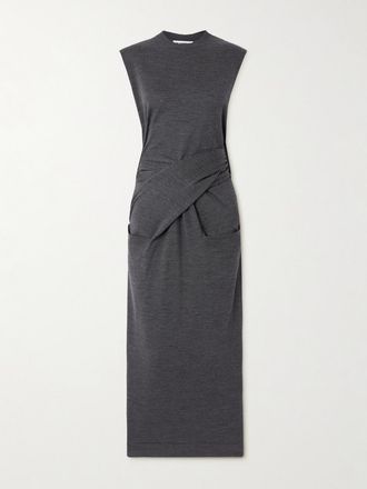 Jil Sander Maxikleid Aus Merinowolle Mit Raffungen - Grau