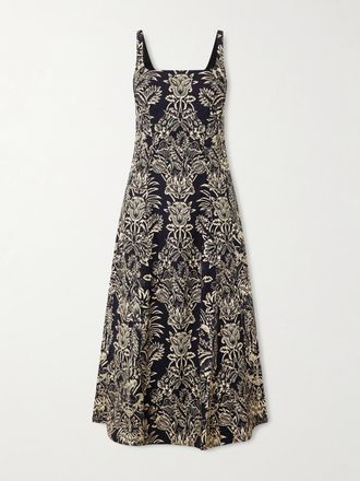 Ulla Johnson Natali Midikleid Aus Baumwolle Mit Blumenprint - Blau