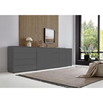 BMG M&ouml;bel BMG M&ouml;bel Sideboard &raquo;Mailand Set 7&laquo;, Korpus und Fronten in Anthrazit, Anti-Fingerprint-Beschichtung