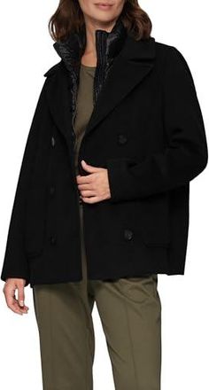 s.Oliver 2155678 Caban avec Incrustation Amovible, Noir, 38 Femmes