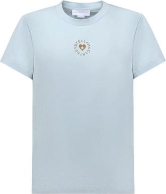 Stella McCartney Femme, Tops, Bleu, Taille: 40 FR Iconic Mini Heart T-Shirt